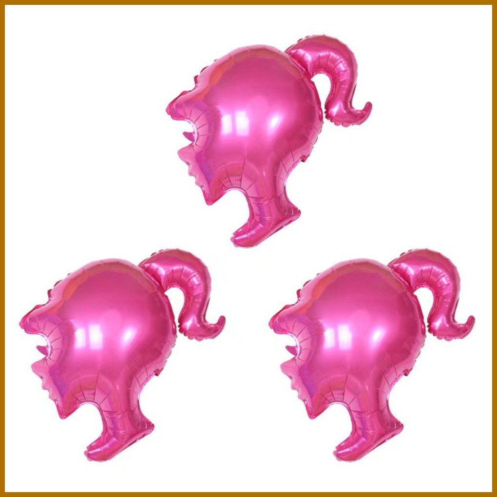 Barbie Pink Girls Head Balloons 3Pcs Hot Pink Doll Balloons Pink ...
