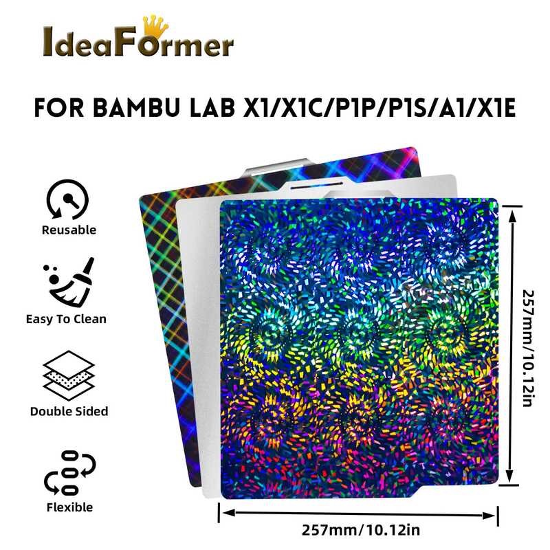 Bambulab 2024 Build Plate 257x257 Spring Steel Pei Peo H1H Pey Sheet A1 ...