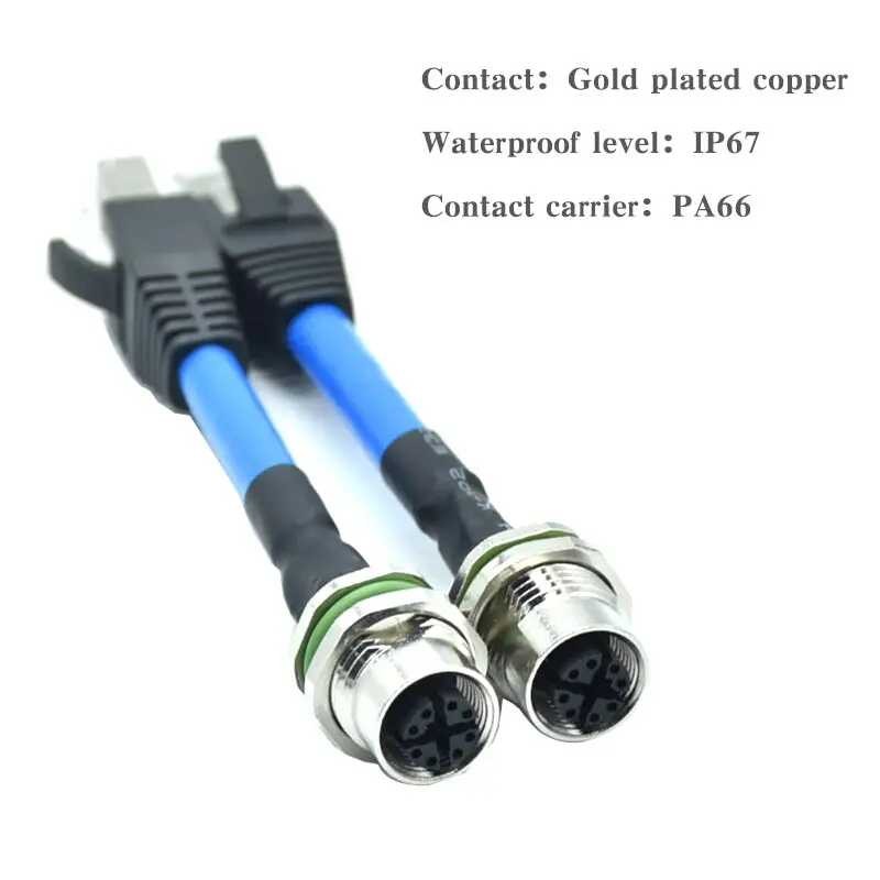 Pin 8 X Coding Plane Socket Connector Wire Cat6 Rj45 Plug M12 Shielded ...