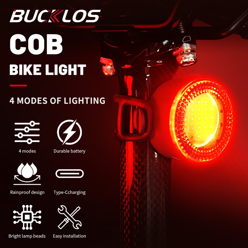 BUCKLOS Bicycle Light USB COB Rechargeable Set Mountain Cycle Front ...