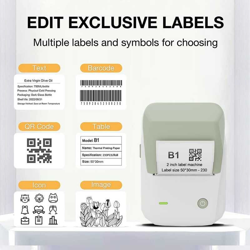 Product Quality Niimbot B1 Label Printer Portable Handheld Thermal Mini Barcode QR Code Sticker ...