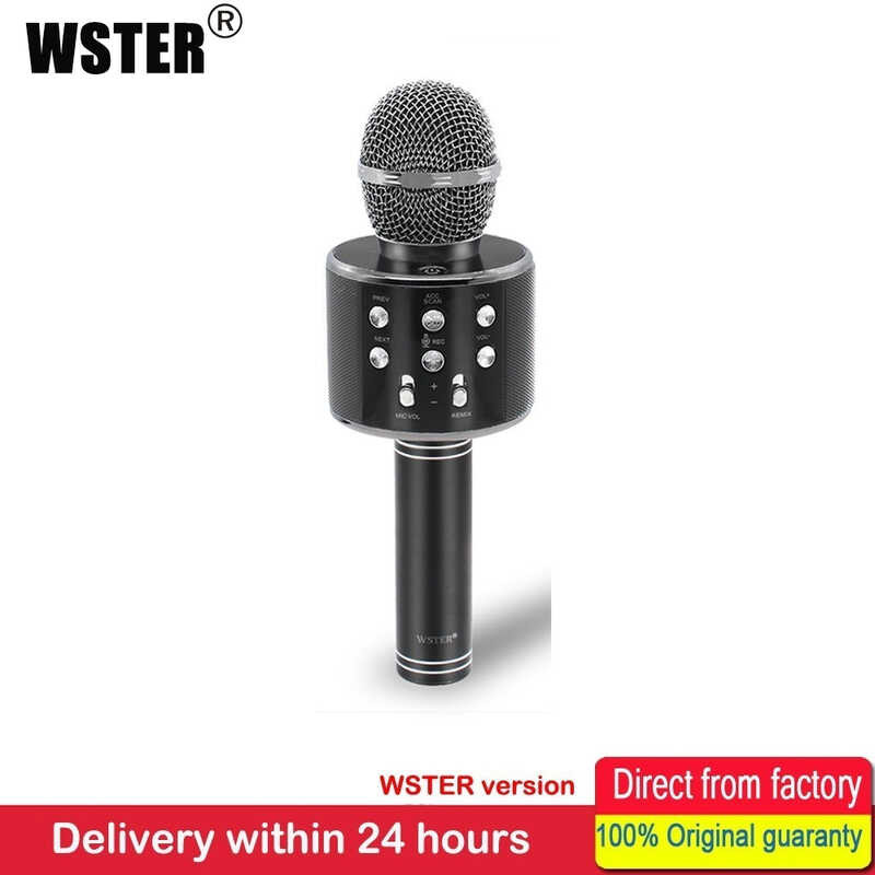 Original 100% WSTER Version Bluetooth Wireless Microphone Speaker Ws-858 Handheld Karaoke Sing ...