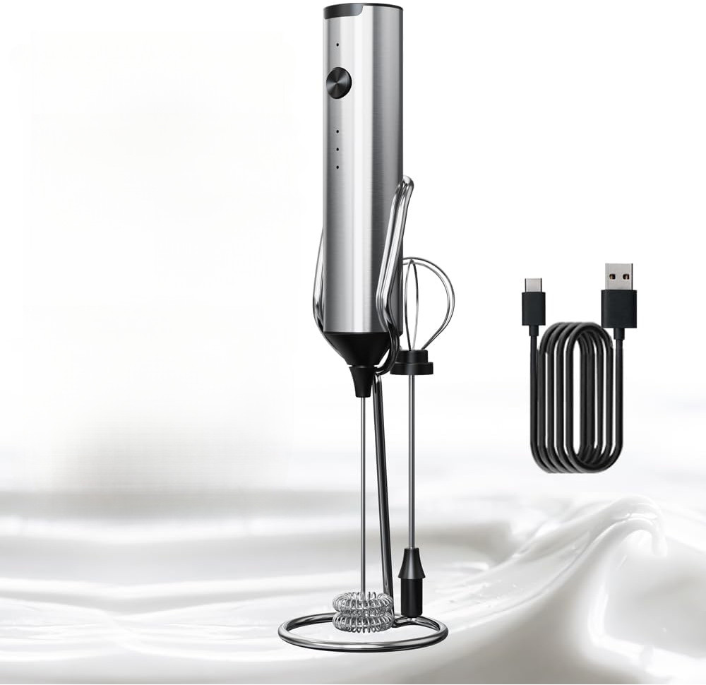 Rechargeable Milk Frother 3 Speed Adjustable Electric Egg Beater Stick ...