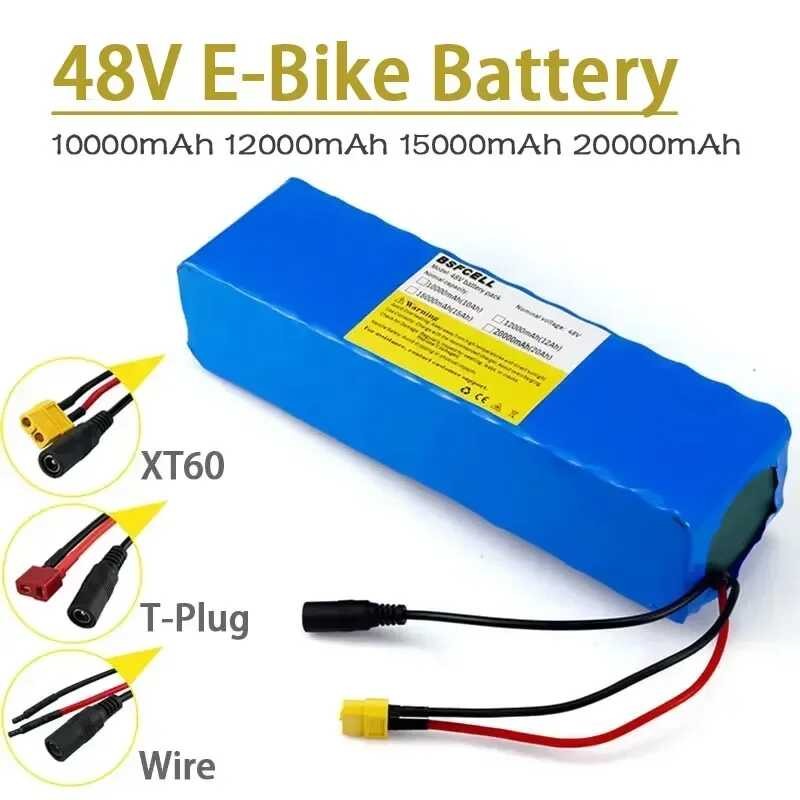Pack 4 48V 9A Ebike Battery 13S3p 10Ah 12Ah 15Ah 20Ah T-Plug Xt60 Connector At BMS Lithium Ion ...