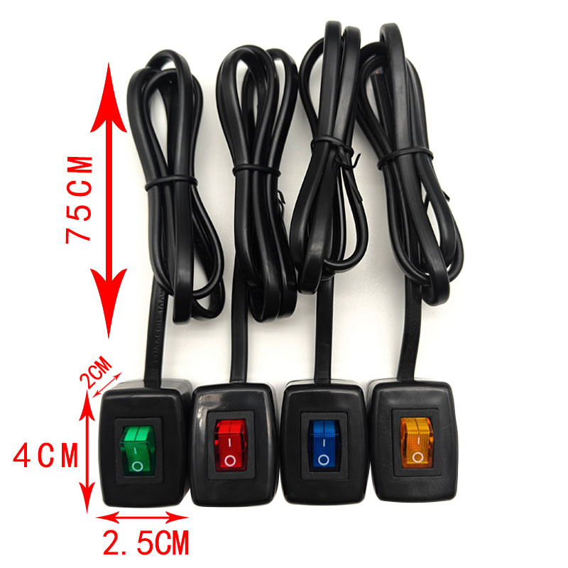 Universal Car Button Switch with Cable Wire 75CM Power ON OFF Switch ...