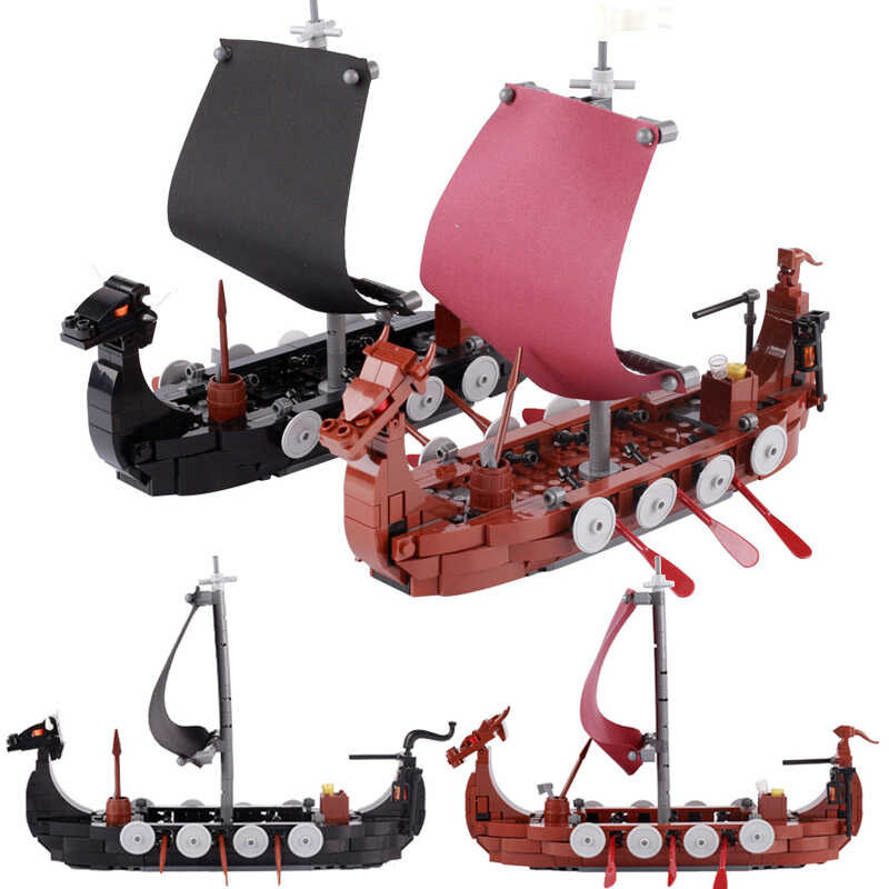MOC 2 3 Medieval shopee Wars Trireme Battleship Viking Longship ...