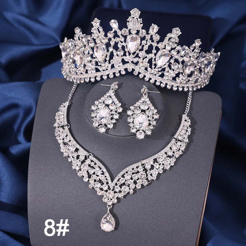 Silver Crown Necklace Set for Women Girls Party Prom Pageant ...