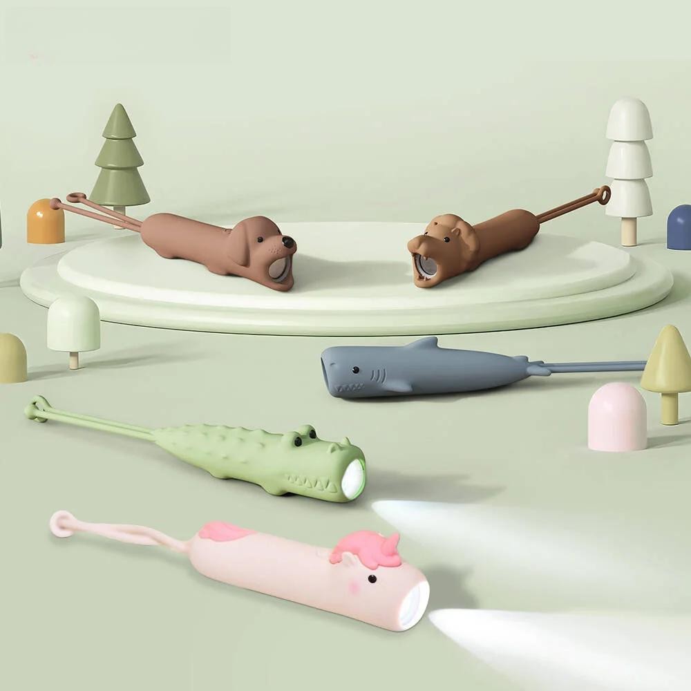 Cartoon Flashlight Silicone Children Night Light Cute Animal Shark ...