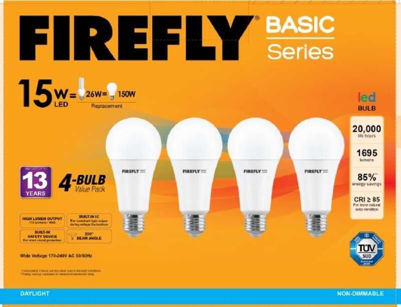 Firefly Basic 4-Led Bulb Value Pack 15W DL - V40ebi115dl | Shopee ...