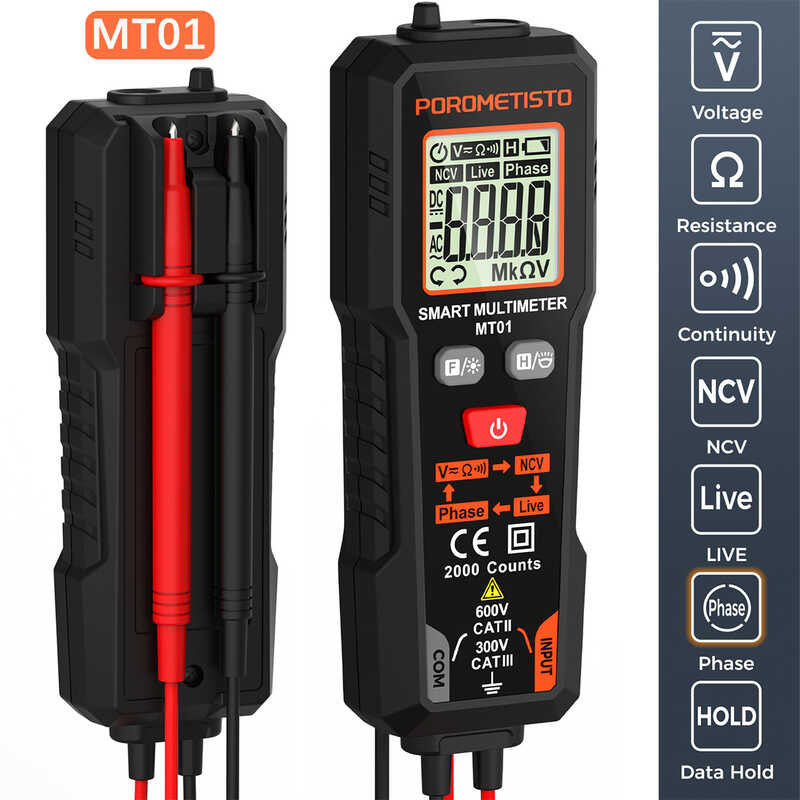 Smart MT01 Digital Voltmeter Automatic 2000 Counts AC/DC Volt Meter ...
