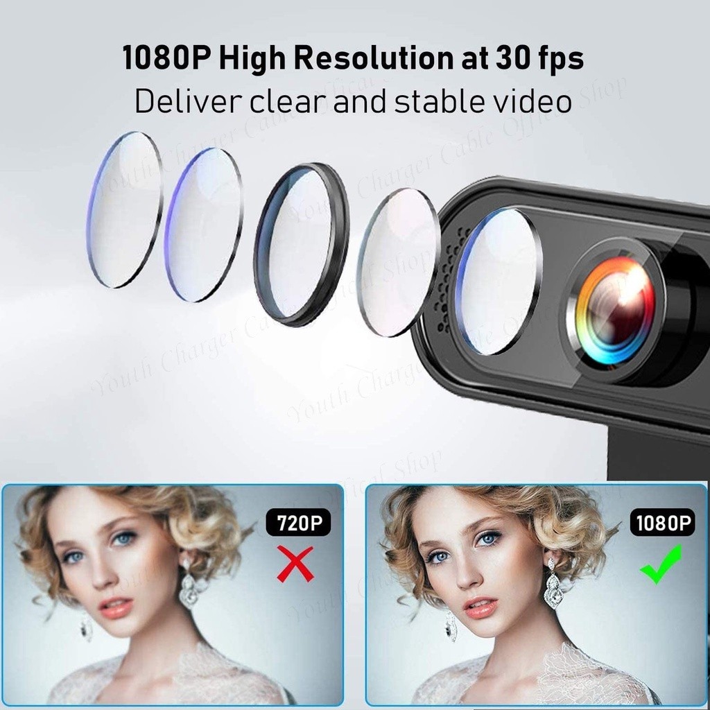 HD 2K/1080P USB Web Camera with Mic Webcam Auto Focus for PC Laptop ...
