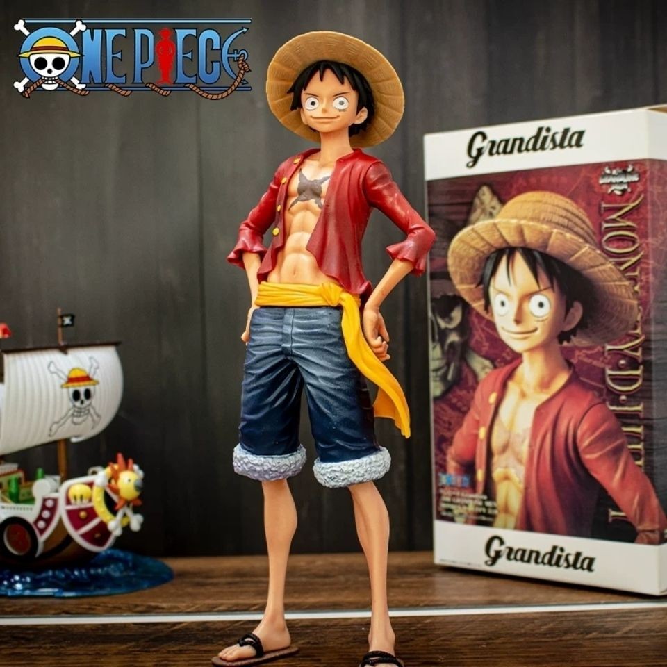 2C One Piece King Luffy Straw Hat Captain Doll Model Handheld Double ...