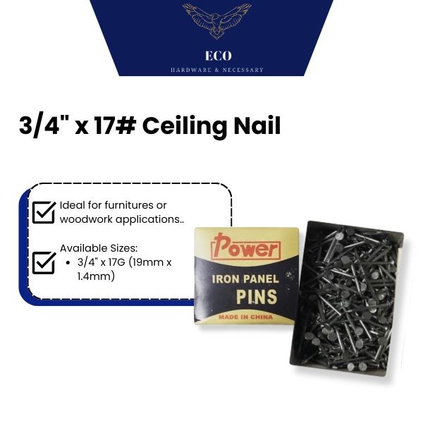 ECO HARDWARE 3/4" POWER Common Iron Wire Nails 19mm Paku Siling Ceiling ...