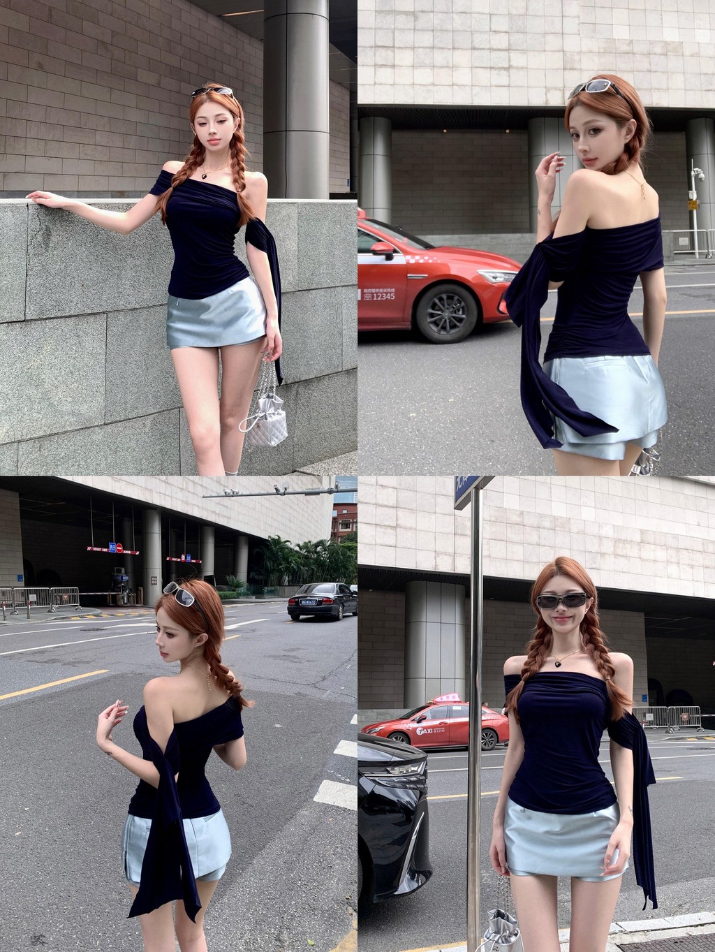 Irregular Oblique Shoulder Black Short-Sleeved T-Shirt for Women Tight Cropped Backless Top 2692 ...