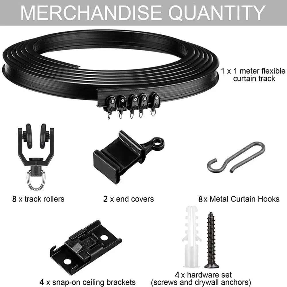 METER 1 Flexible Curtain GLIDE Rail STRAIGHT Standard Bay Window Track ...