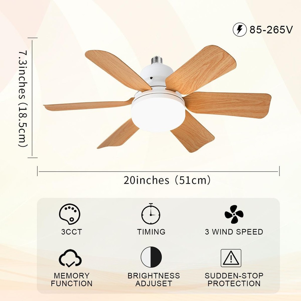 【Fast delivery】YSS ceiling fan light three-color light adjustable three ...