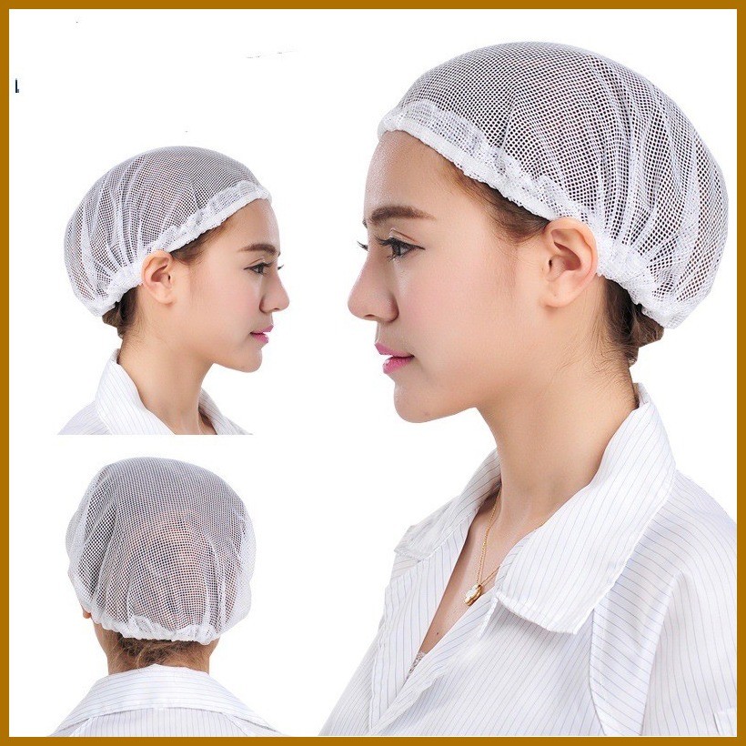 White head net Nylon mesh cap disposable hair net 12pcs | Shopee ...