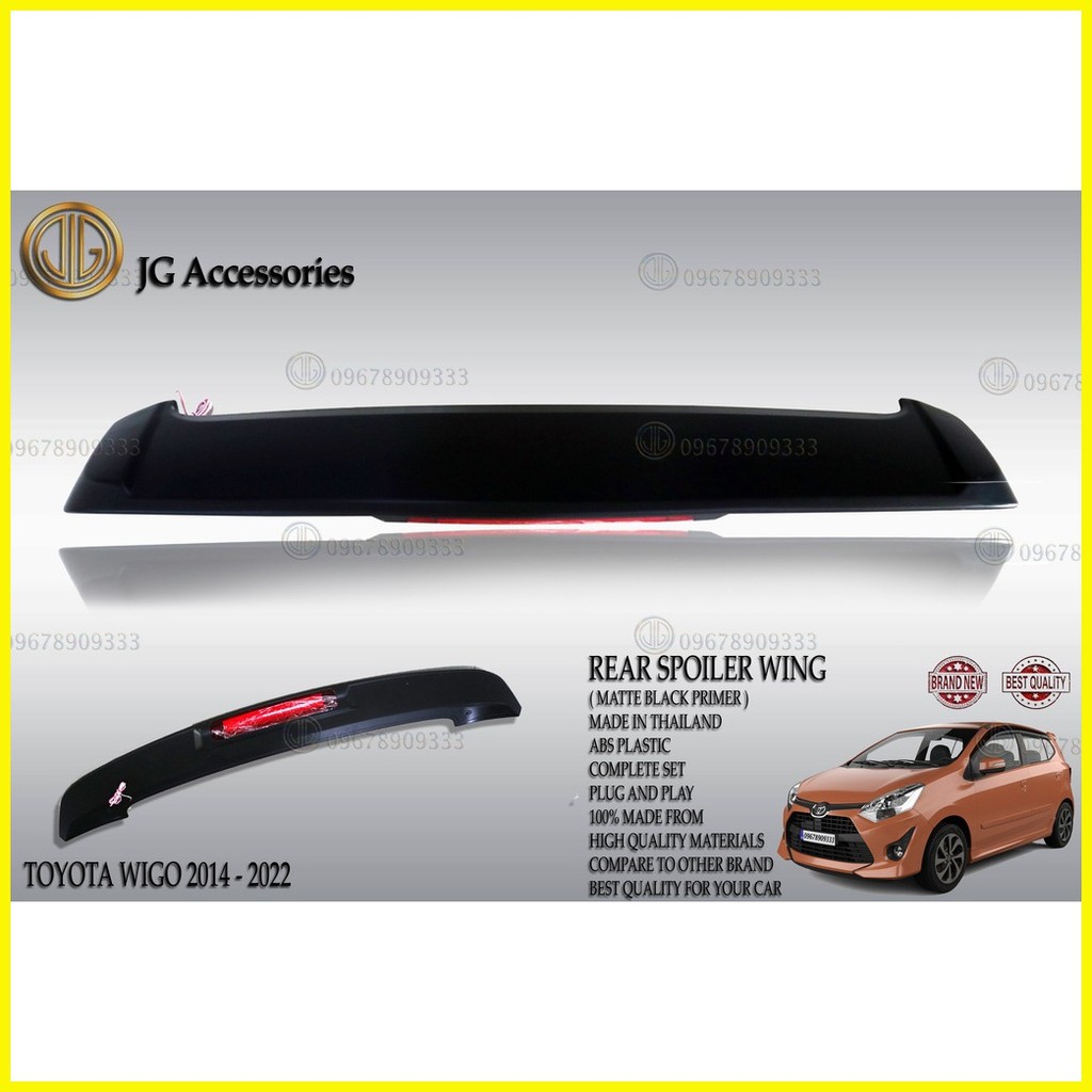 ☢ TOYOTA WIGO 2014-2022 GEN1 GEN2 TRD REAR SPOILER WING MATTE BLACK ...