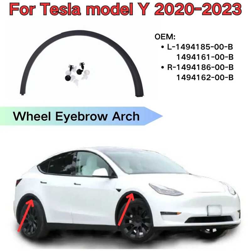 Para 2 Sa 2020-23 Tesla Model Y Rear Front Wheel Eyebrow Arch Molding ...