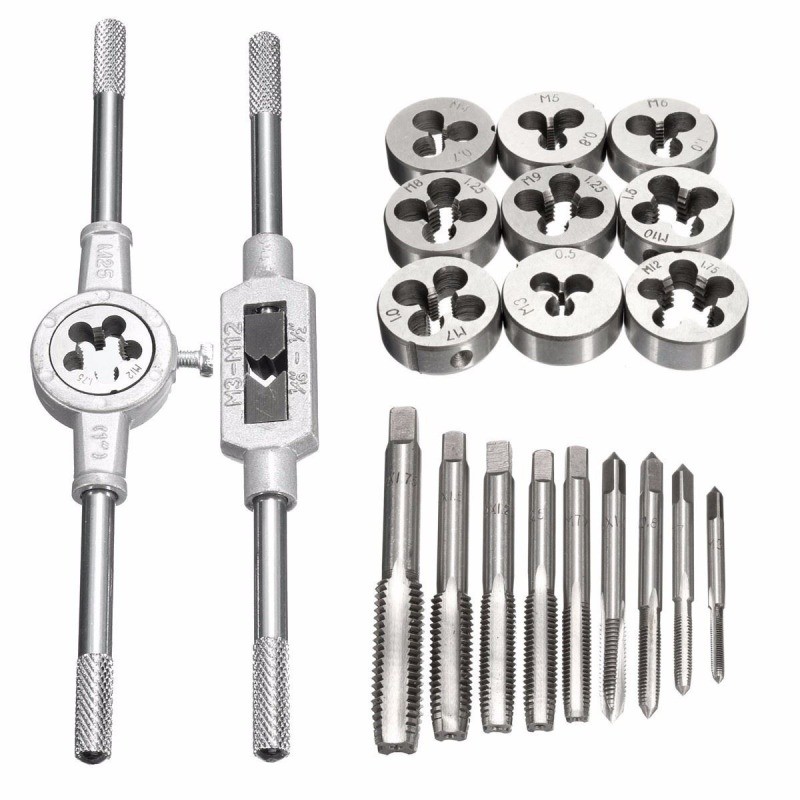 12PCS/20PCS Adjustable Tap and Die Set Hand Tap Wrench Threader Metric ...
