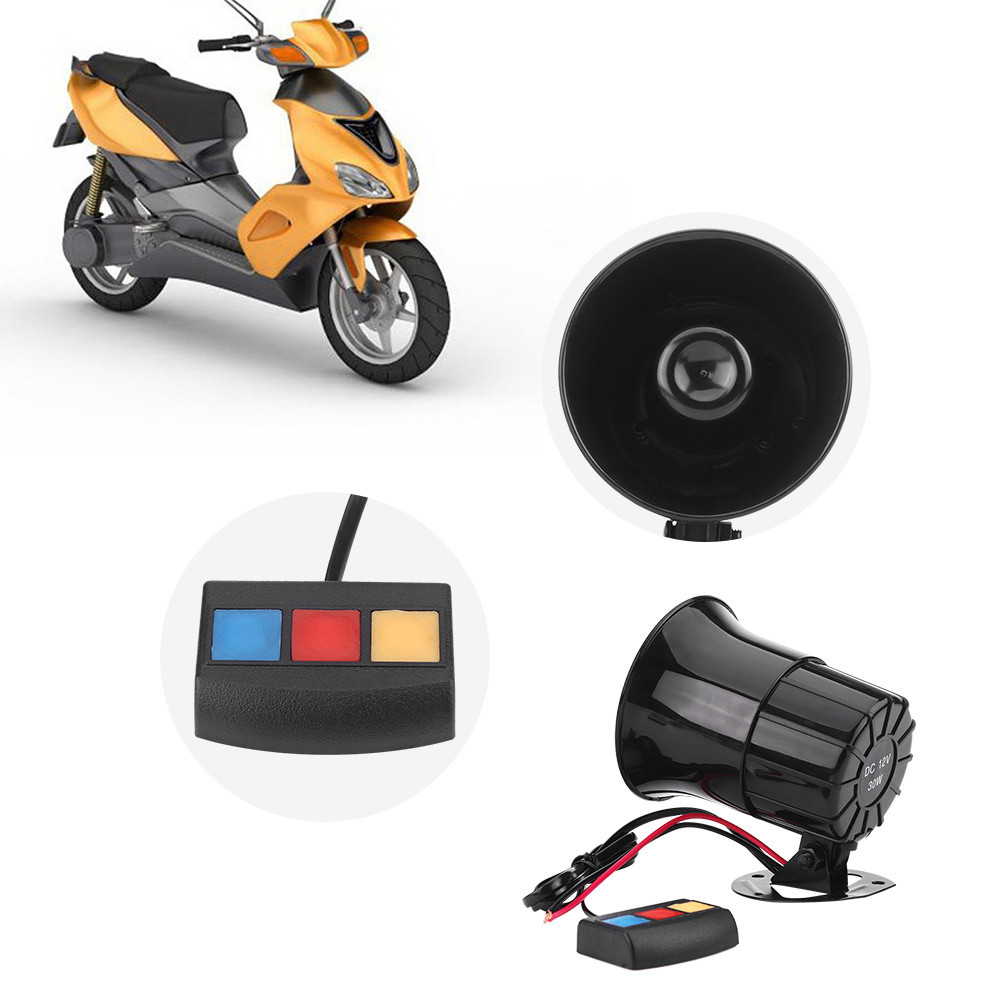 ¤ 12V 30W Car Motorcycle Alarm Warning Siren Horn 3 Sound Speaker ...