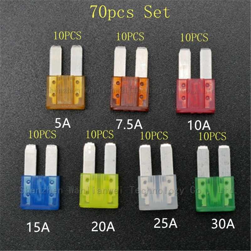 M2 70PCS/LOT Micro Long-Pin Car Marine Truck Plug-in Type Mini Fuse 5A ...