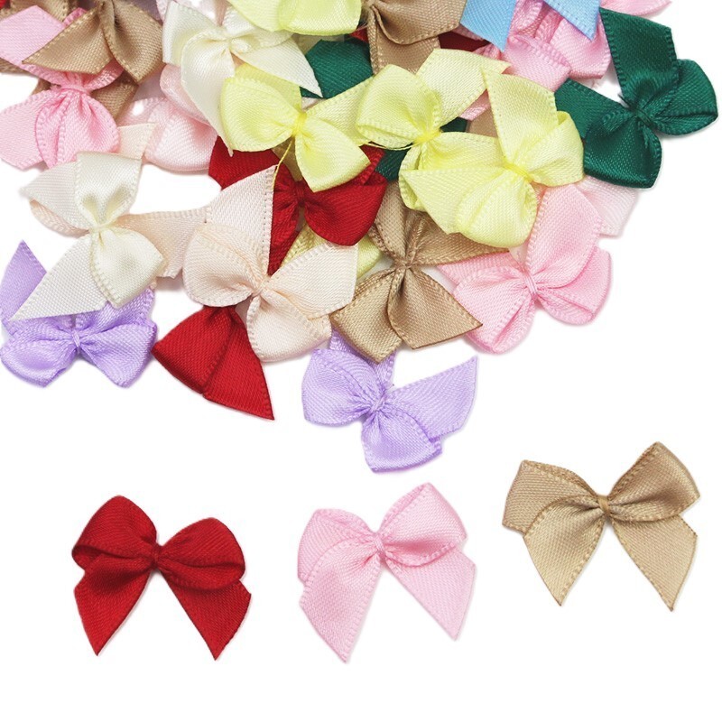 (50pcs/pack) 25mm Mix Small Satin Ribbon Bows Handmade Christmas Bow ...