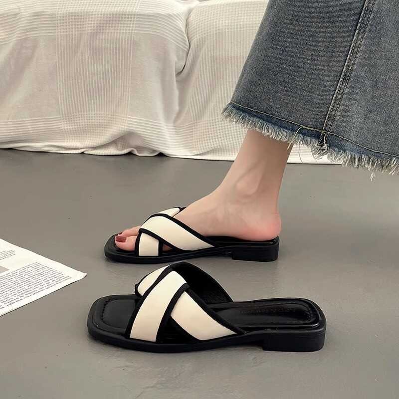 Flat New Slippers Super popular French flat bottomed stunning cool ...