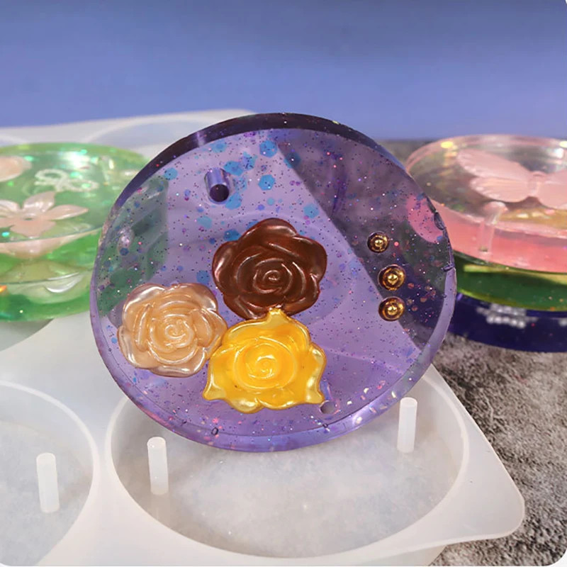 Round Goo Cards Mold Diy Double Hole Pendant Charms Epoxy Resin ...