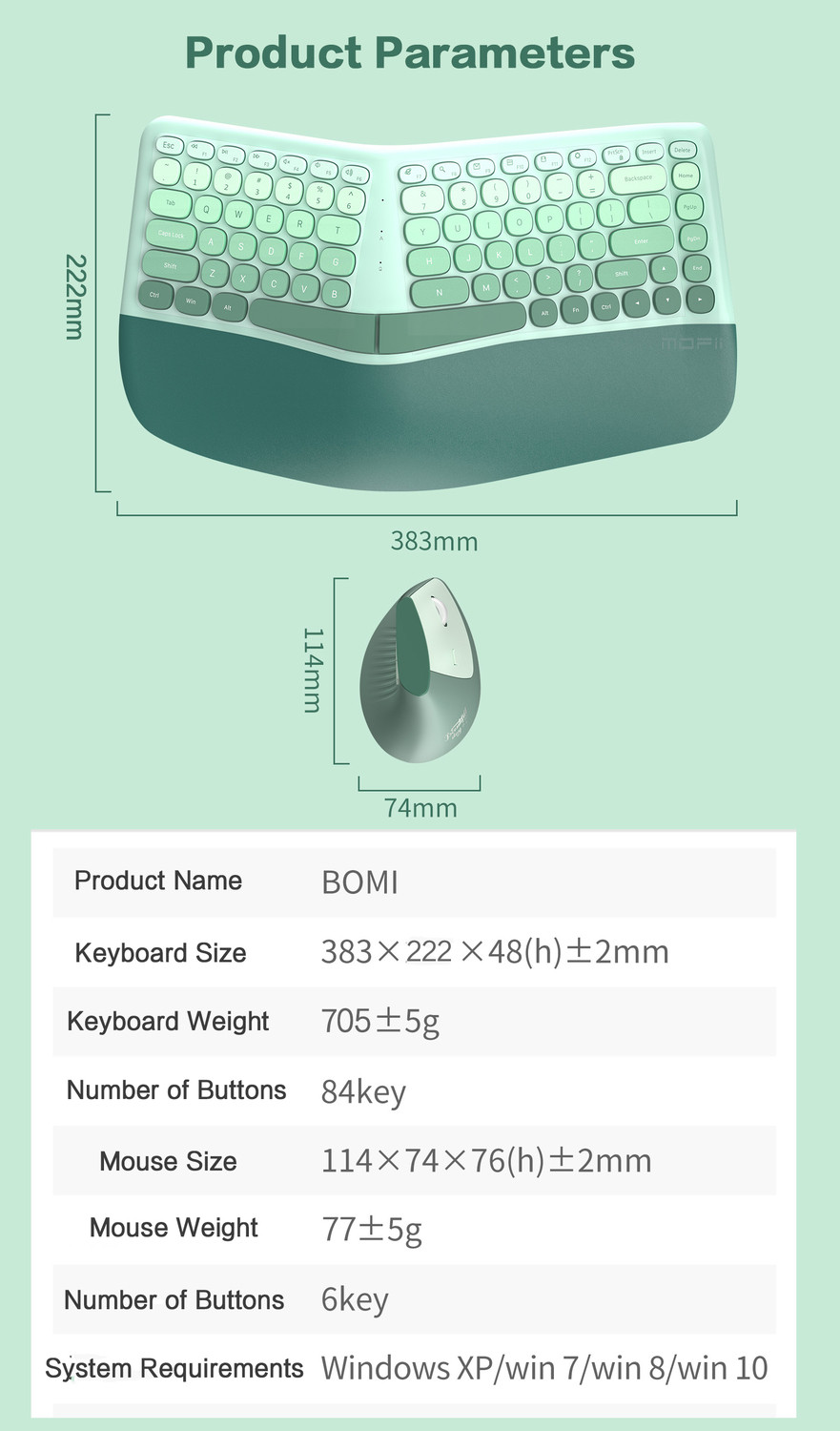 Jomaa & Mofii 2.4G USB Wireless Keyboard and Mouse Set Vertical Mouse ...
