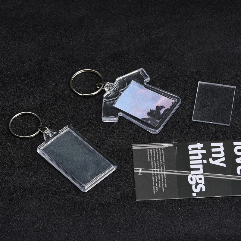 10/30Pcs Transparent Acrylic Keychain DIY Photo Insert Keyring Photo ...