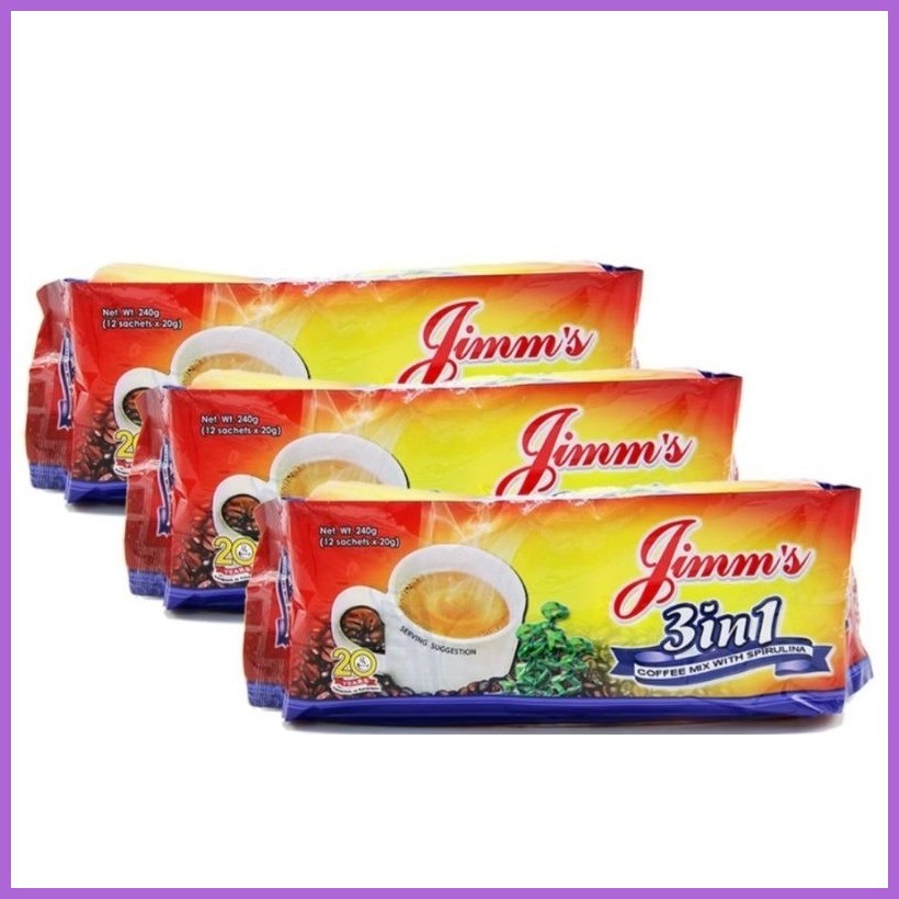 ♂ ¤ Jimm's Coffee 3 in 1 With SPIRULINA 20g x 12 Sachets /Pack | Shopee ...