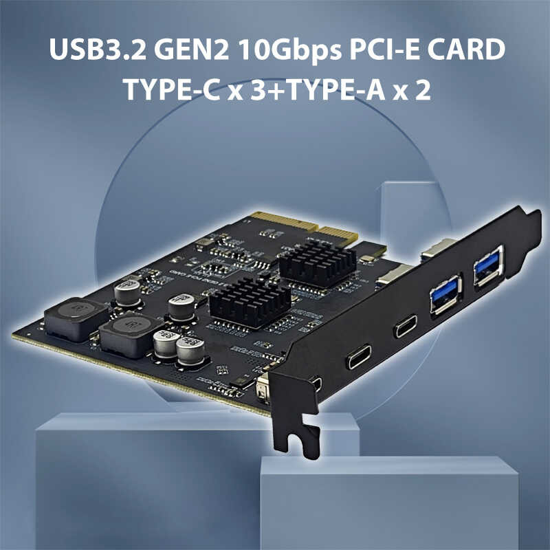 PCI NEW Express X4 to 3 Type C 2 Port USB3.2 Gen2 10Gbps Adapter ...