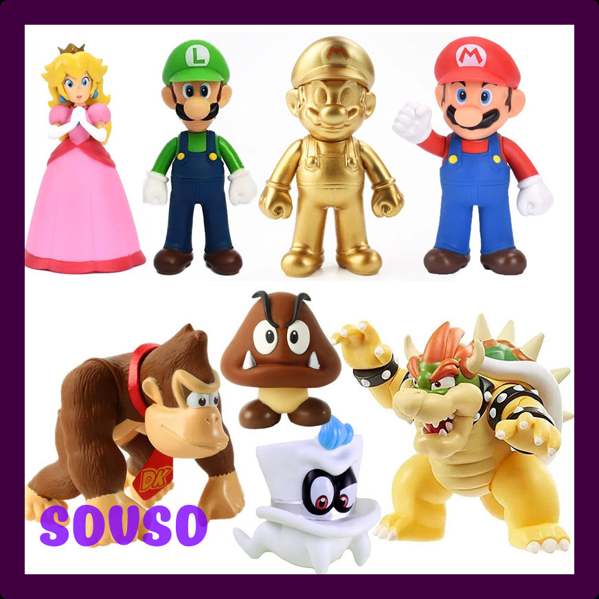 SDVSD Super Mario Luigi Peach Bowser Yoshi Wario Action Figure Anime ...