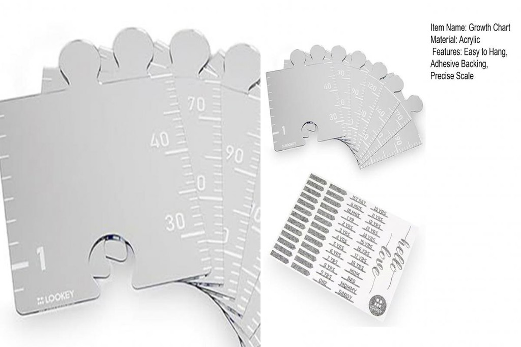 fyourpg Kids Growth Chart Mirror Wall-mounted Growth Chart 7pcs Acrylic ...