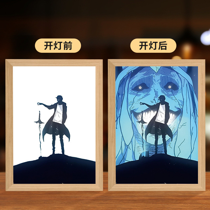 Solo Leveling Sung Jin Woo LED NIght Light Anime 3 Tone Light Painting ...