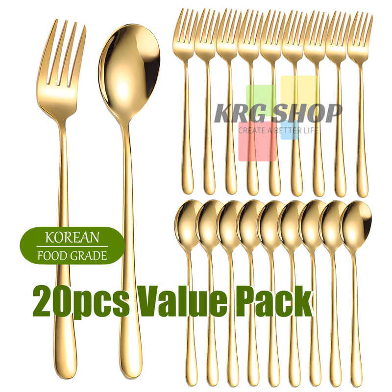 10/20Pcs Korean Design Spoon And Fork Set Stainless Steel Cutlery ...