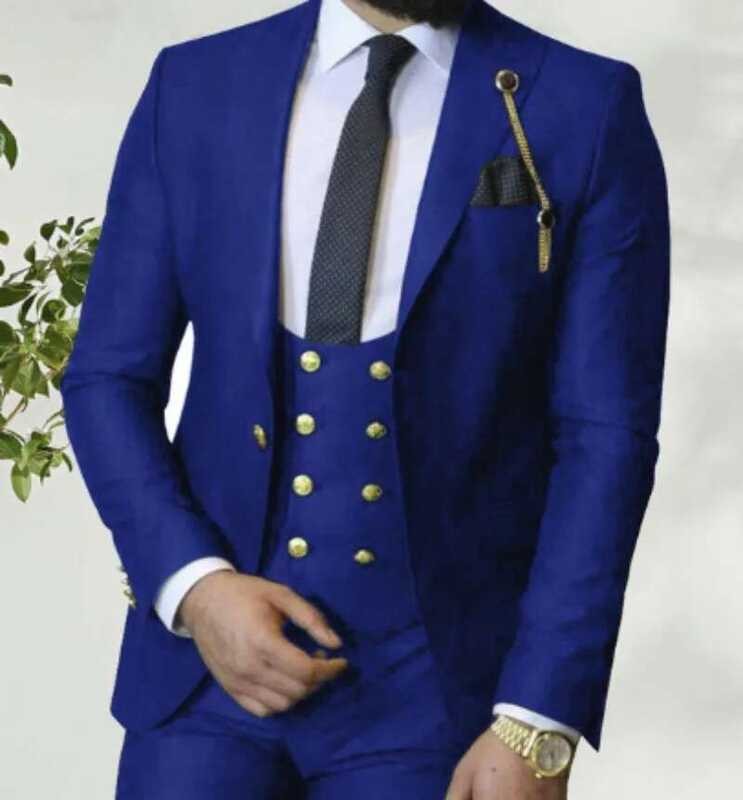 78 2025 Costume Homme Italian Business Slim Fit 3 Pieces Royal Blue Men ...
