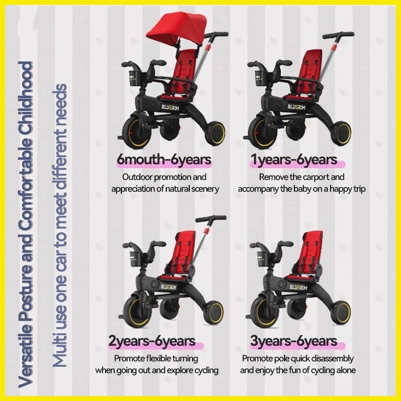 ♂ ♣ COD 4 IN 1 Trike Stroller Bike for Kids Foldble Tricycle Baby Bike ...