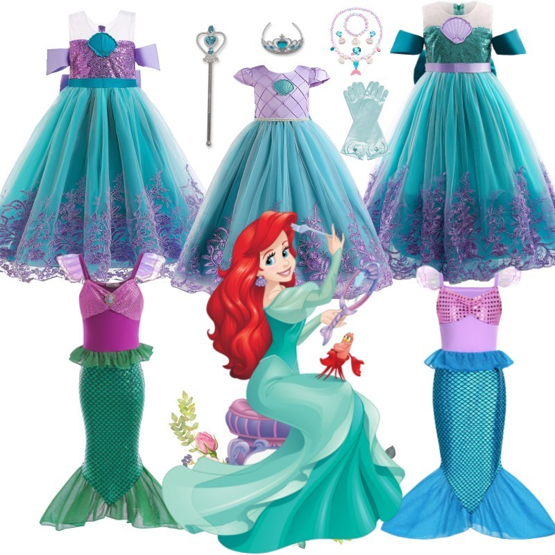 NNJXD Kids Girl Halloween Party Little Mermaid Princess Role Playing ...