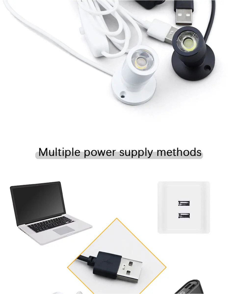 Led USB Spotlight 3W DC5V Jewelry Cabinet Showcase Counter Lamp Surface Mounted Ceiling Mini ...