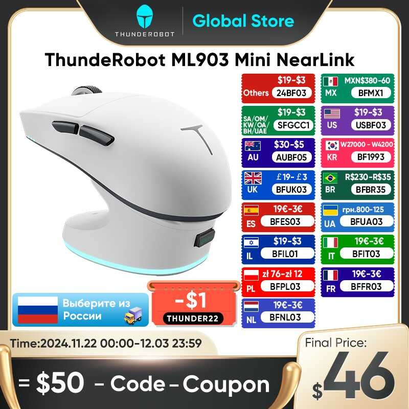 ML903 ThundeRobot Mini Neark Gaming Tri-Mode Bluetooth Wireless e ...