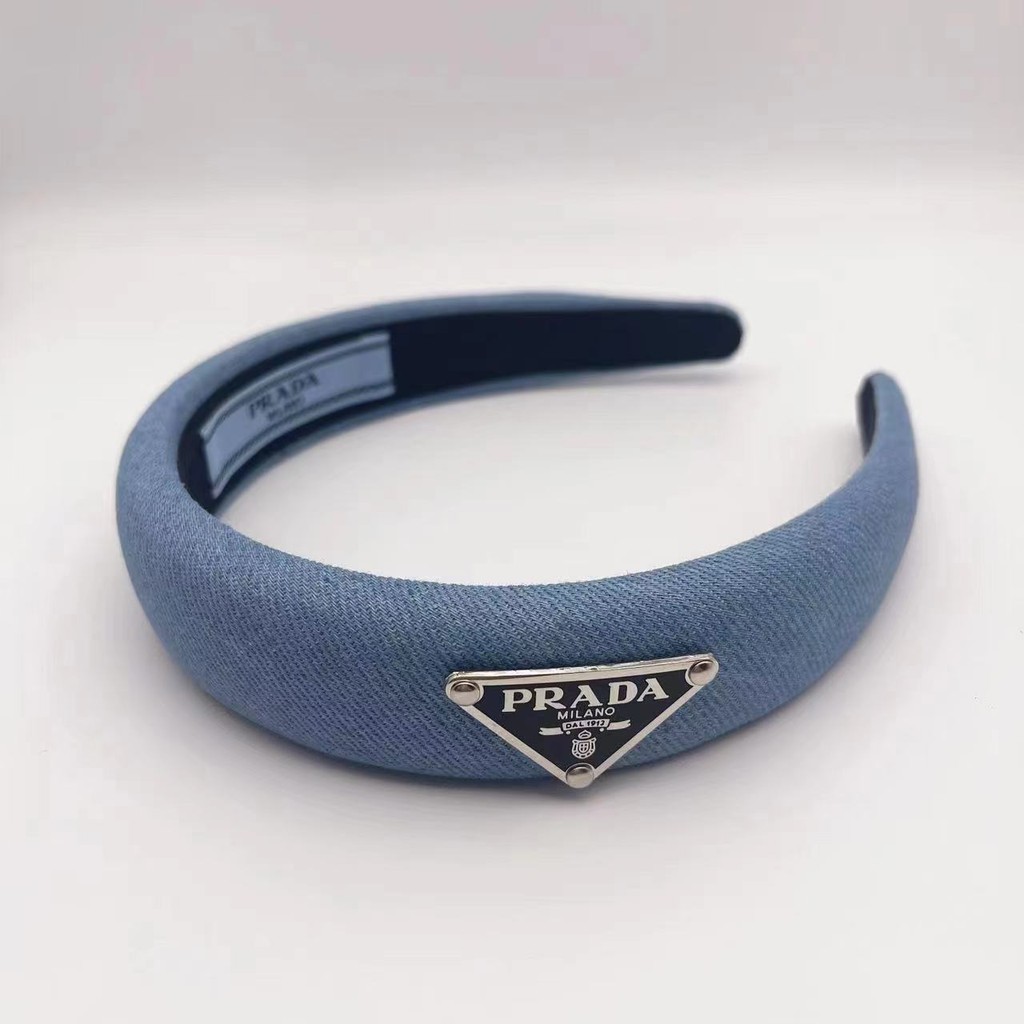 PRADA High Version P Family New Triangle Logo Headband Denim Color High ...