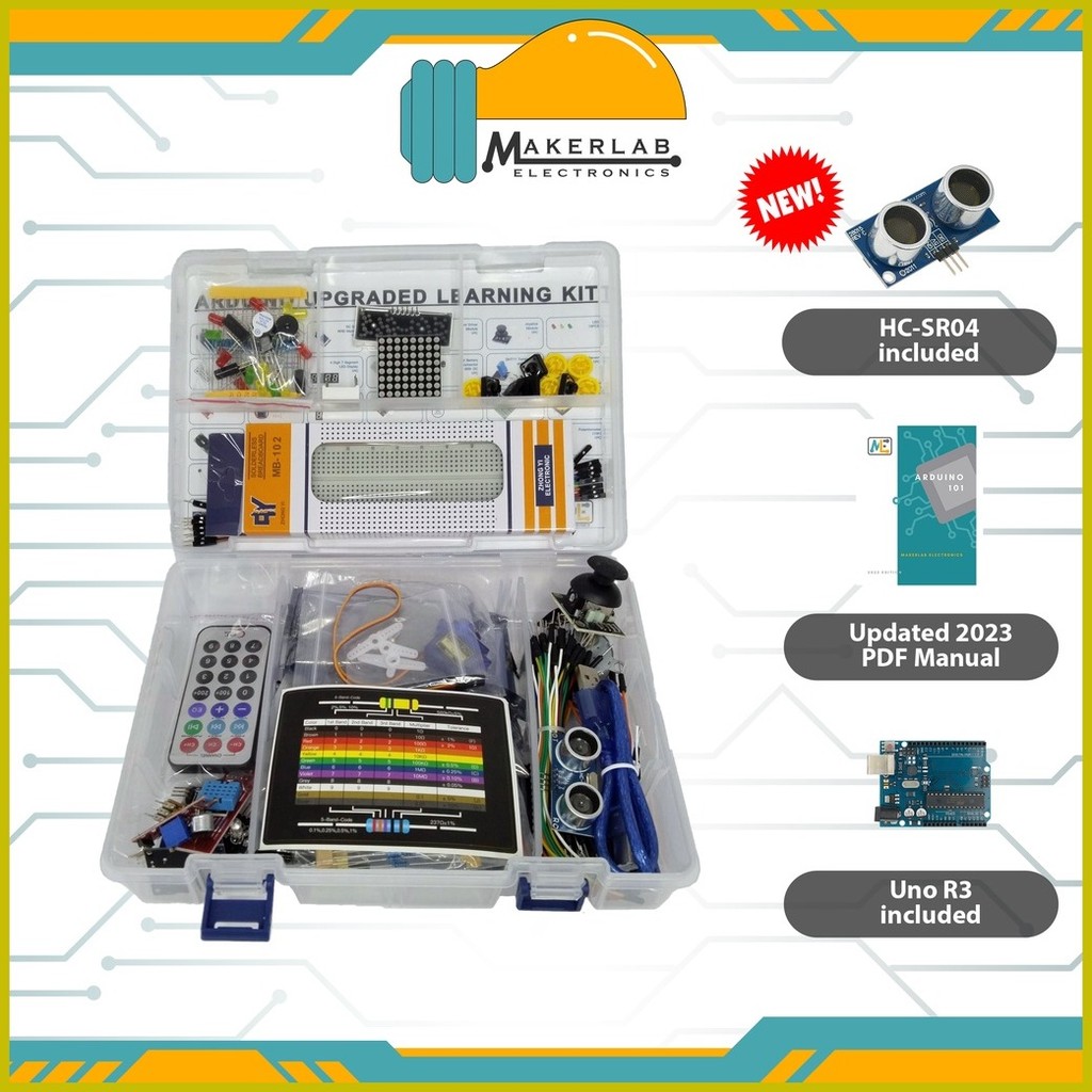 Makerlab Upgraded Starter Kit for Uno R3 DIP with PDF Manual Lessons Compatible with Arduino ...