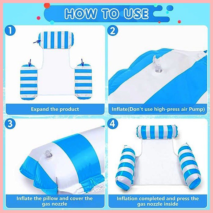2in1 Blow Up Inflatable Floating Bed Water Floaters Salbabida Swimming ...