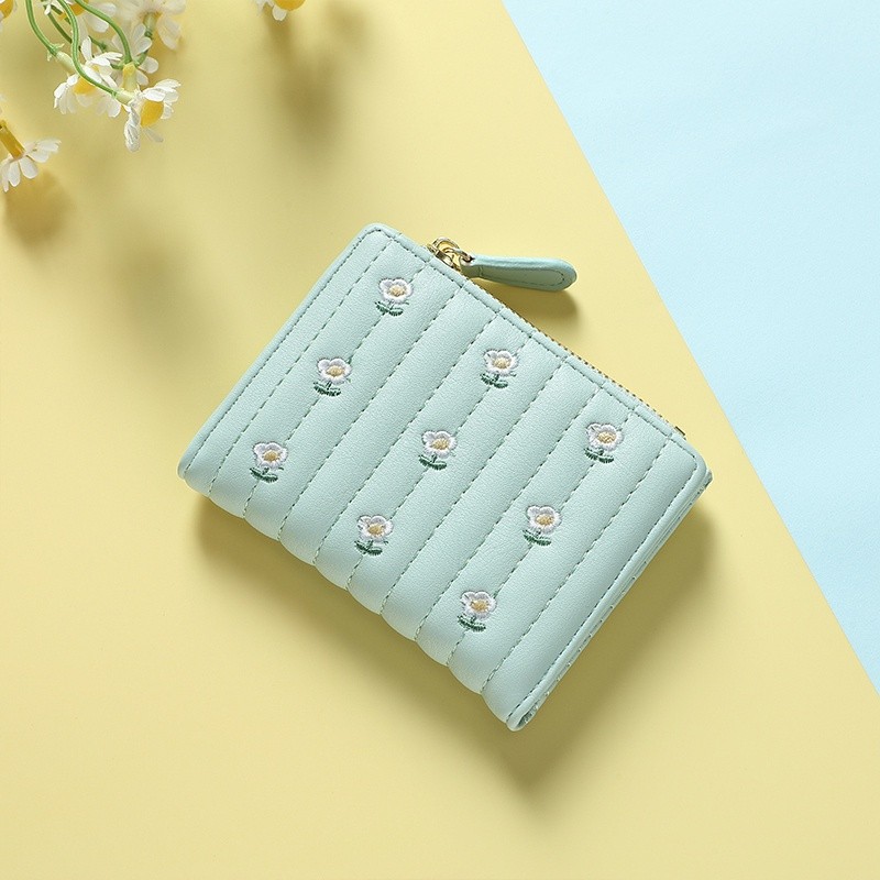 Dodo Women's Bifold Wallet Hidden Buckle Korean Embroidery Simple Cute ...