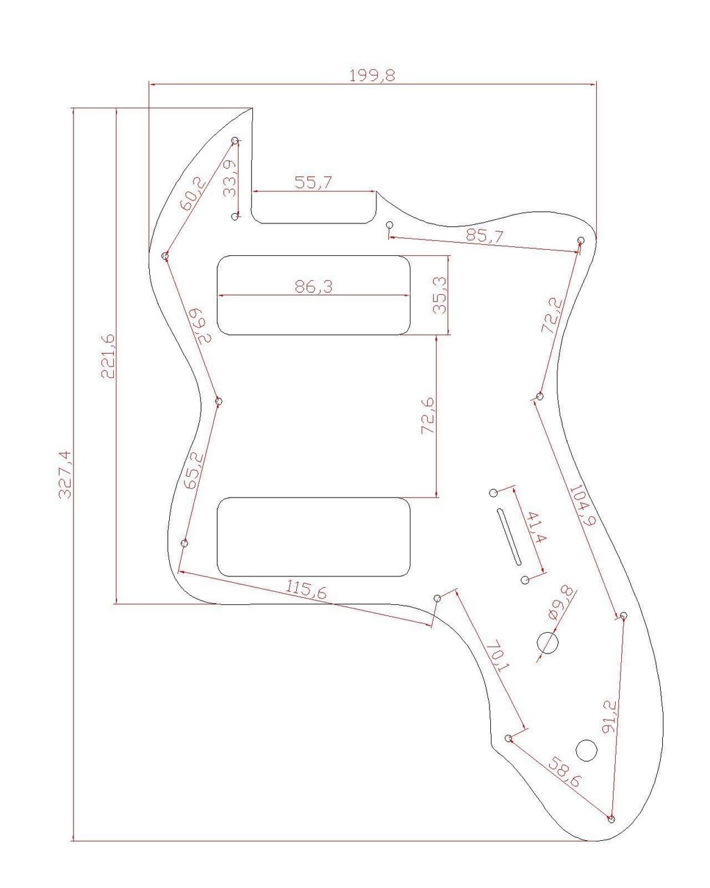 For Telecaster Nash T72 Thinline Style Guitar Pickguard Scratch Plate ...