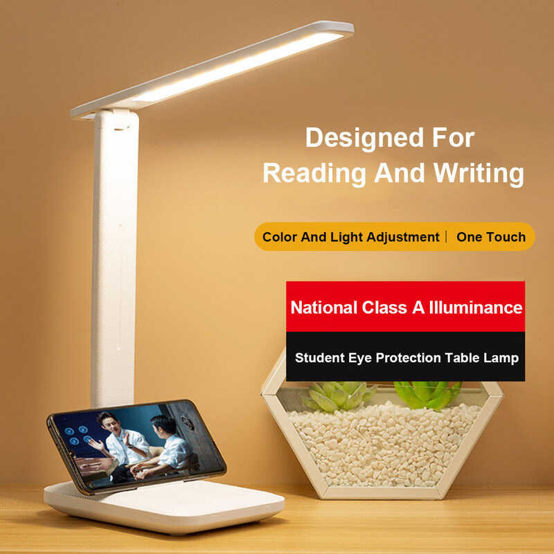 Led Desk Rechargeable Lamp 3 Color Stepless Dimmable Touch Foldable ...