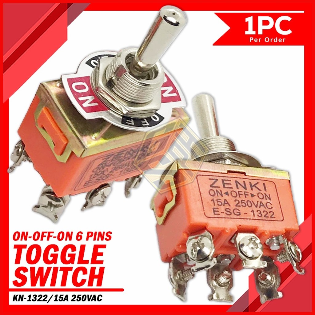 ℭ ⍤ Toggle Switch 6 Pins ON-OFF-ON 15A 250VAC Heavy Duty | Shopee ...