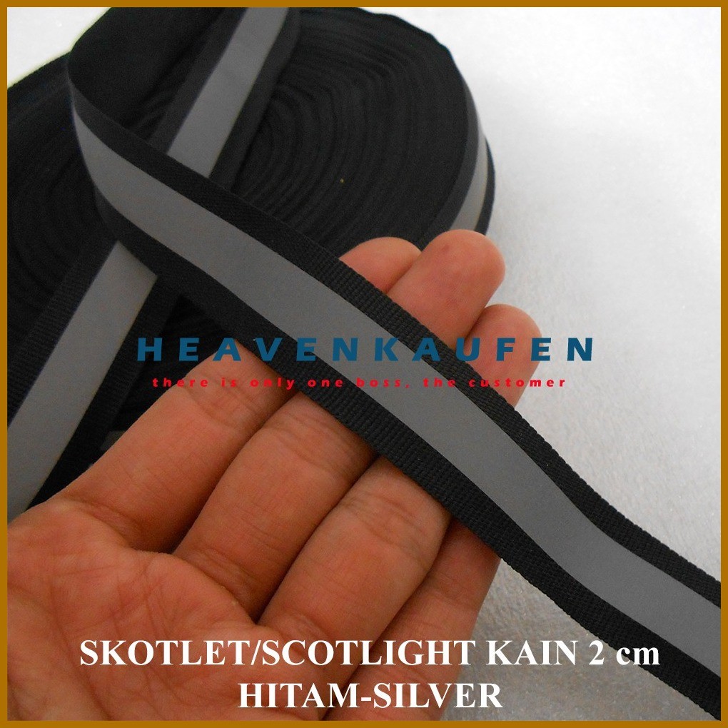 HITAM Safety Fabric 2cm Black-Silver Meter Safety Cloth Reflective Tape ...